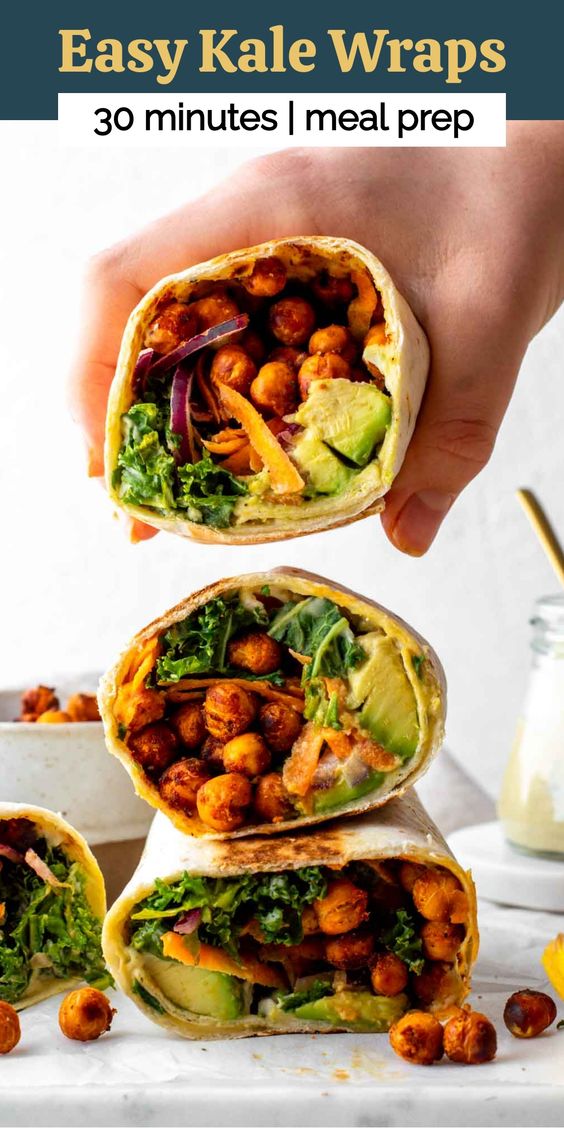 Kale Wraps (With Spicy Chickpeas) - Health My Lifestyle
