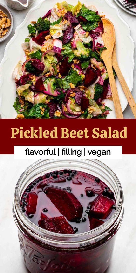 Pickled Beet Salad with Broccoli and Walnuts - Health My Lifestyle